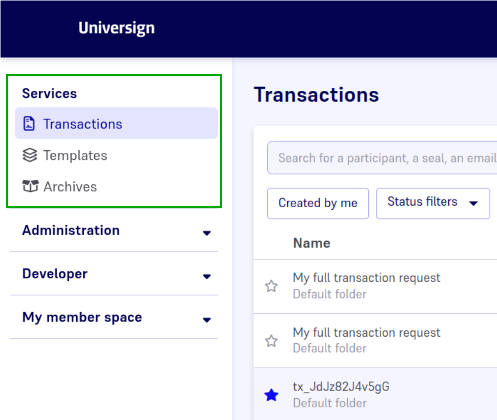 Dashboard Overview Universign User Guide Dashboard Overview Universign User Guide